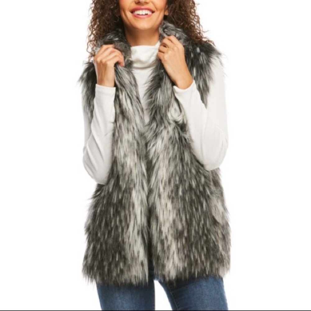 Charcoal Fluffy Gray Wolf Vest - Gem